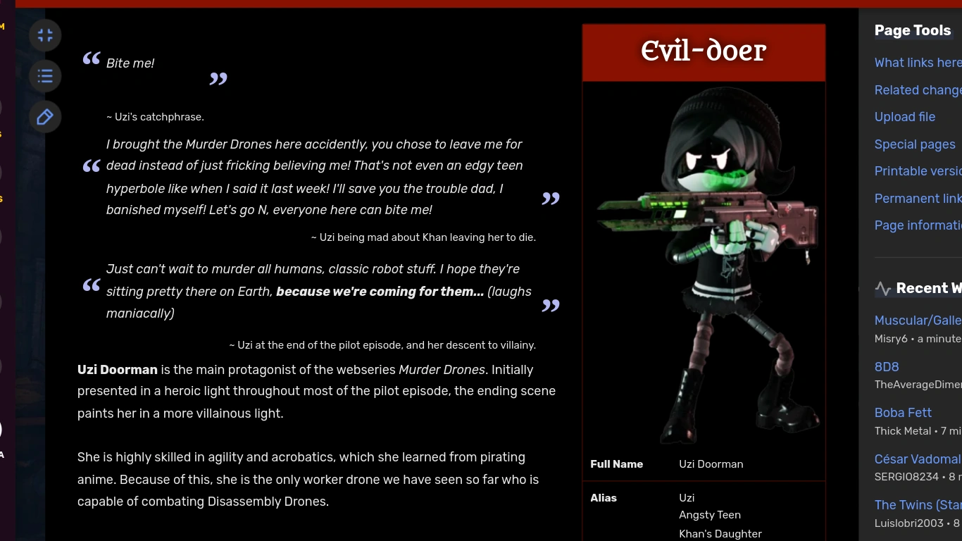 THE VILLAINS WIKI PAGE FOR UZI USES THE WEIRD NON COLORED VERSION OF ...