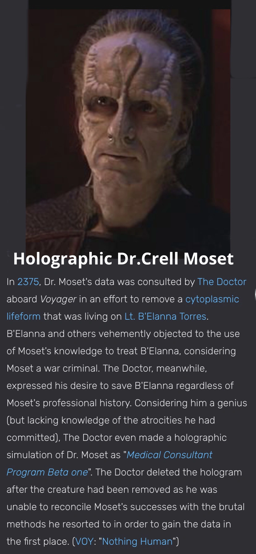 Holographic Dr. Crell Moset | Fandom