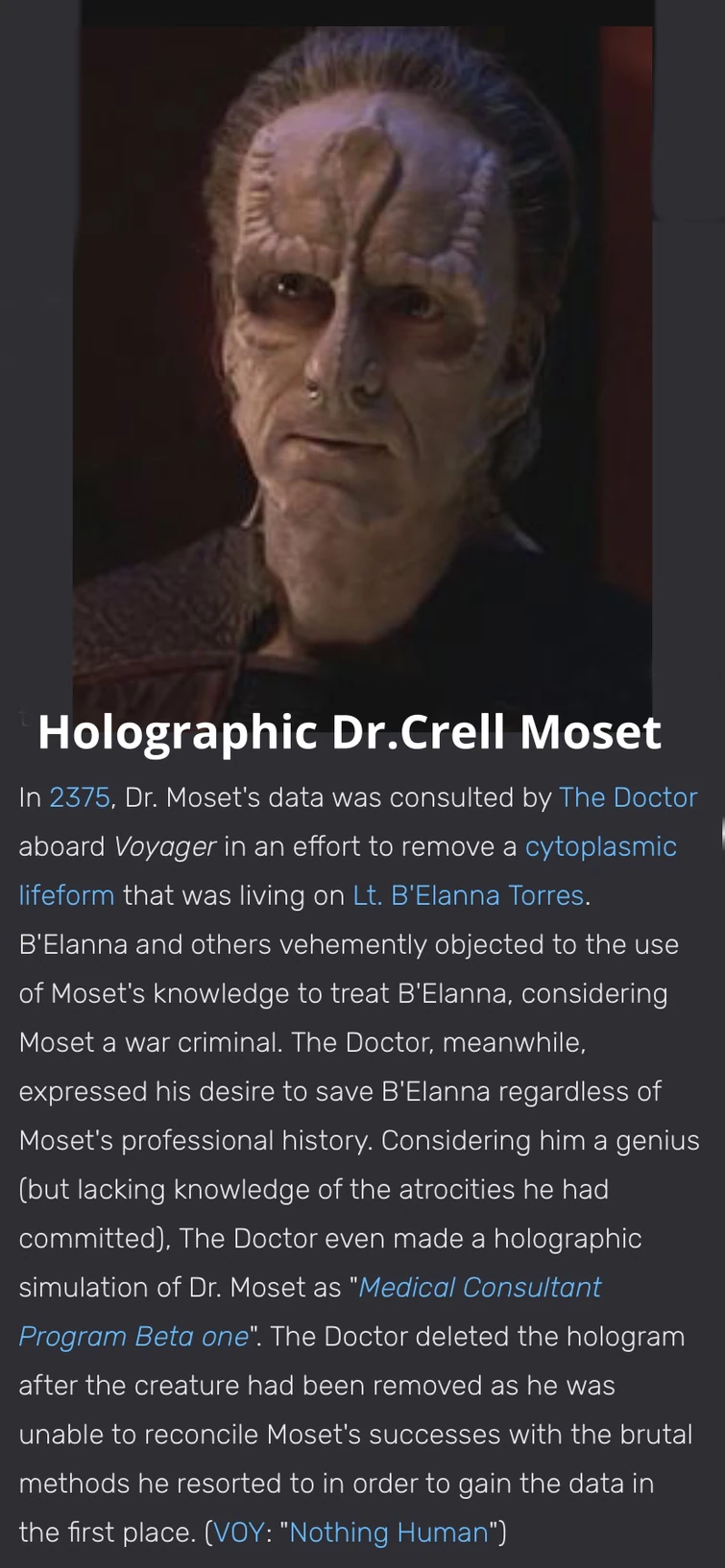Holographic Dr. Crell Moset | Fandom