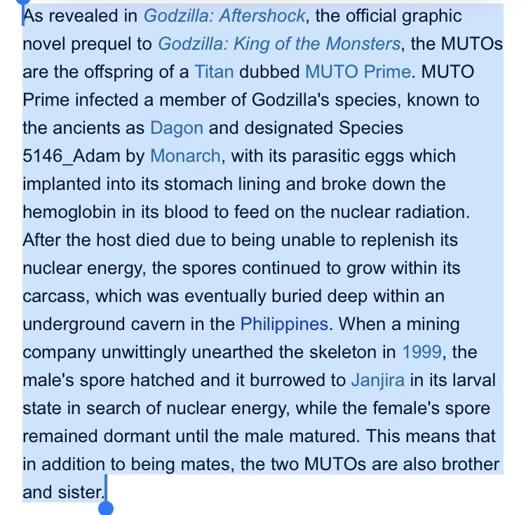 Male Muto and Female Muto are actually biological siblings. | Fandom
