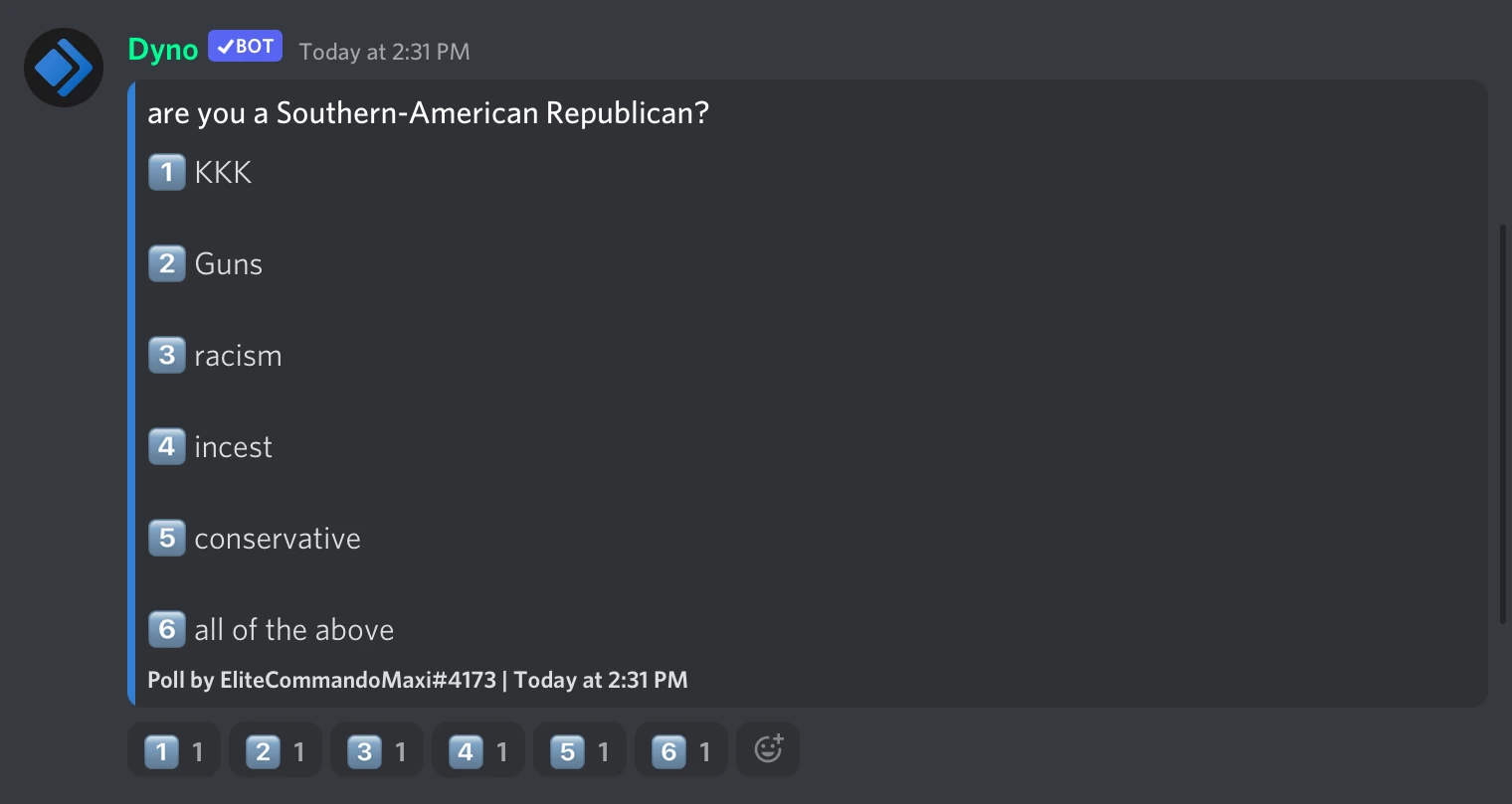 I just stereotyped politics on my discord server(no offense, it’s ...