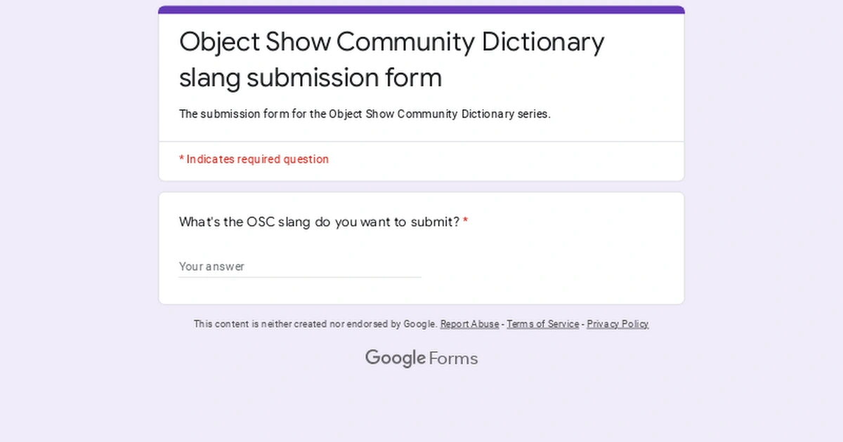 Object Show Community Dictionary submission form | Fandom