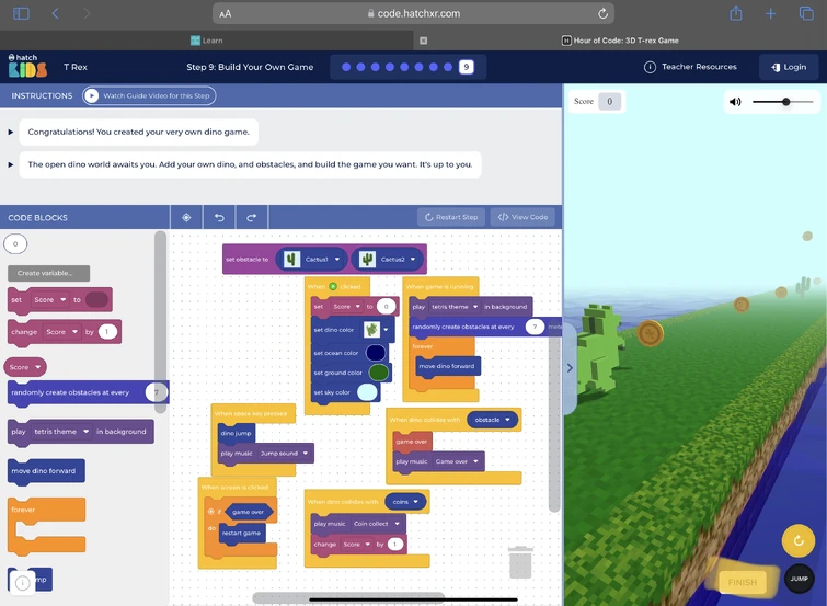 -Hour of Code Tutorial!--Create a 3D T-Rex Game- | Fandom