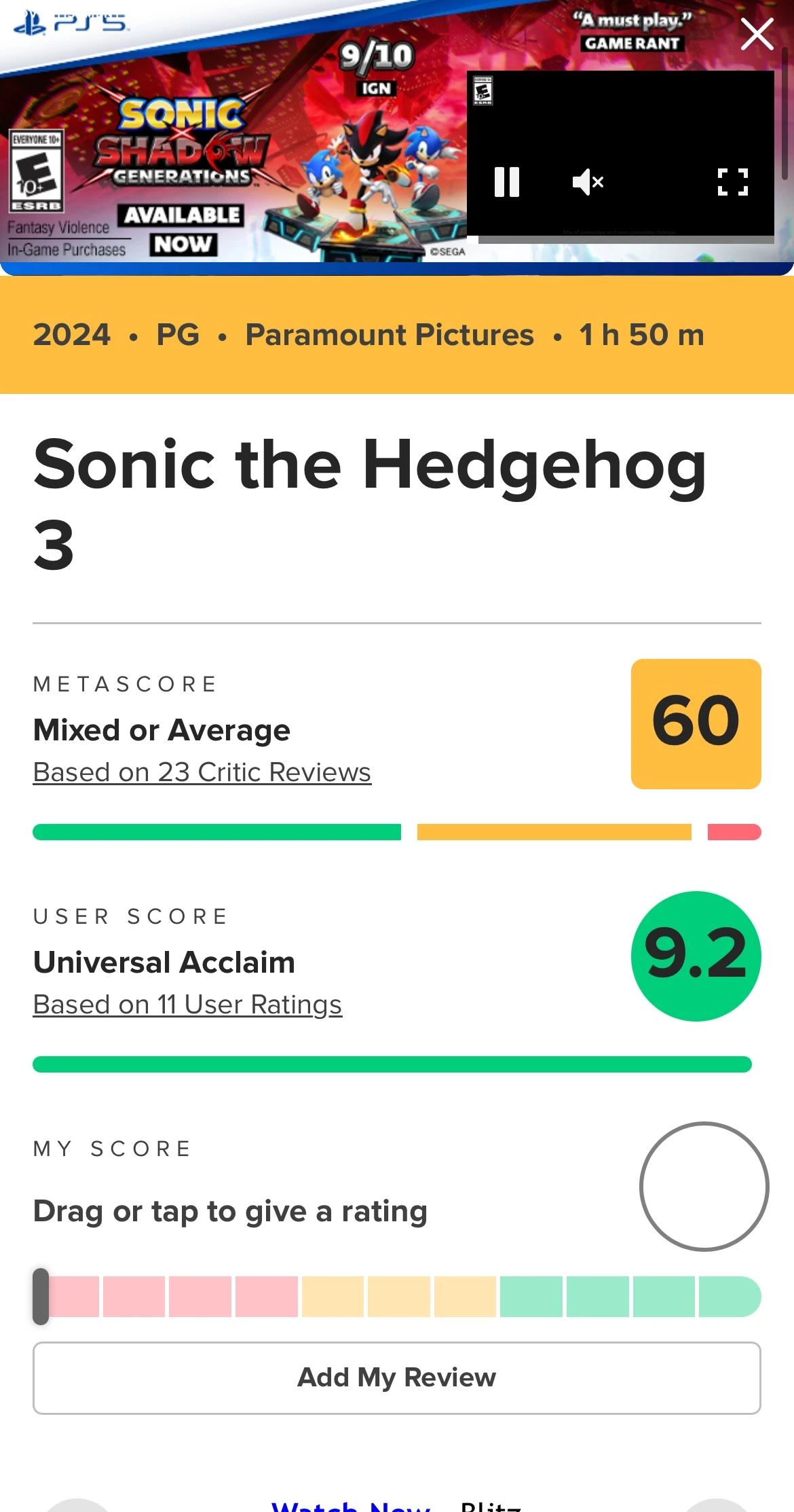 Metacritics Sonic Movie 3 ratings are OUT and… | Fandom