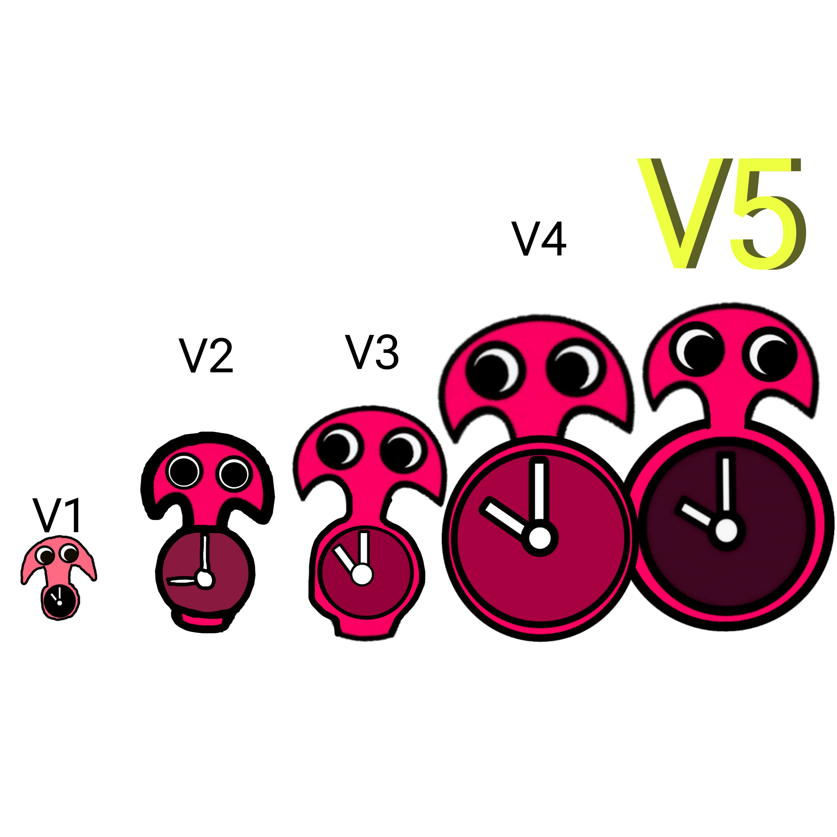 All of my syringeon clock concepts V1-V5 which one do y'all like best ...