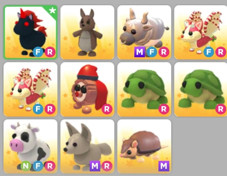 Trading parrot for neon/normal versions of SSBD, CCBD, Cows, Turtles ...