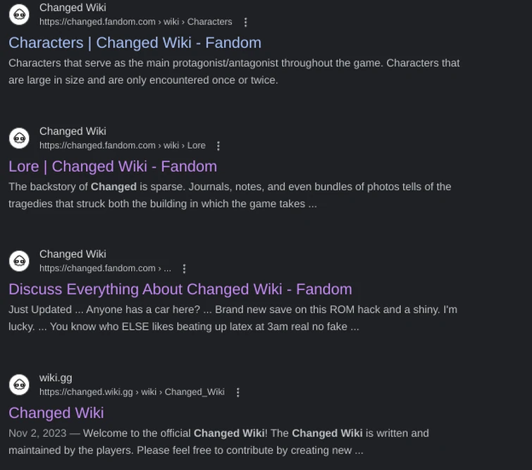 I find it finny that when you look up "Changed wiki"... | Fandom