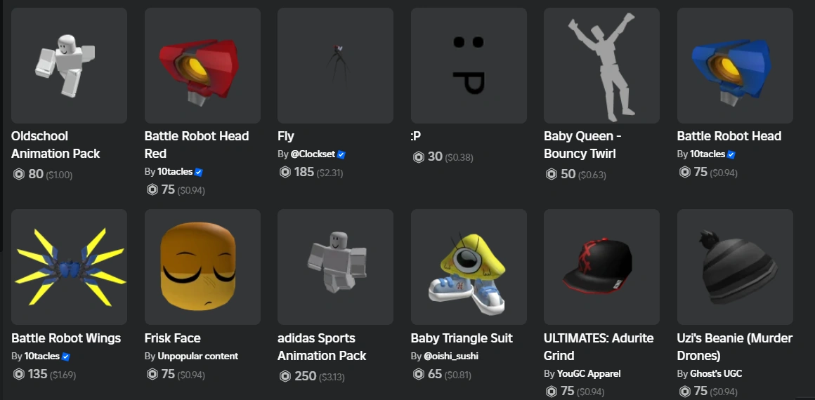 this is the kind of stuff that roblox is recommending me at their ...