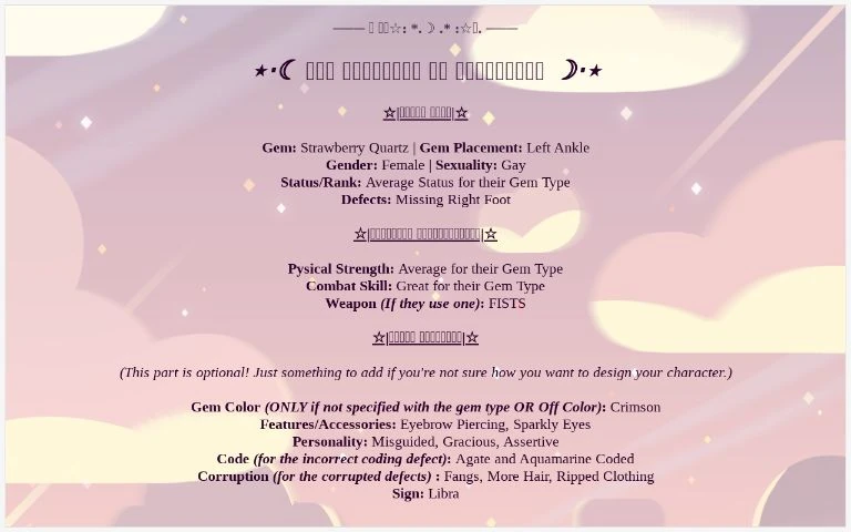 Gem Galaxies OC Adoptables Generator Perchance | Fandom