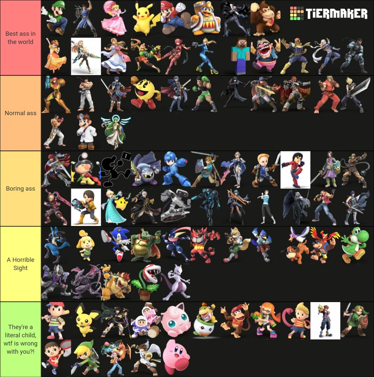 Smash fighter tier list based on their asses (JOKE POST) | Fandom