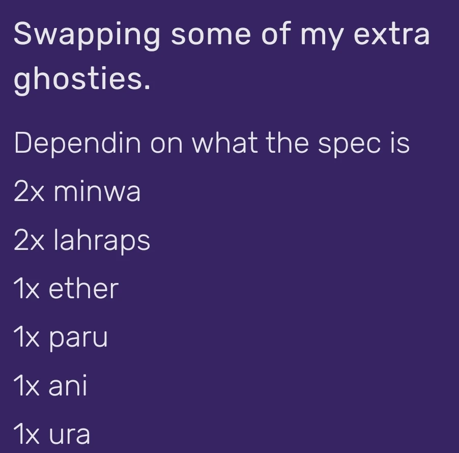 Swapping ghosties ^_^ lmk what ye gots | Fandom