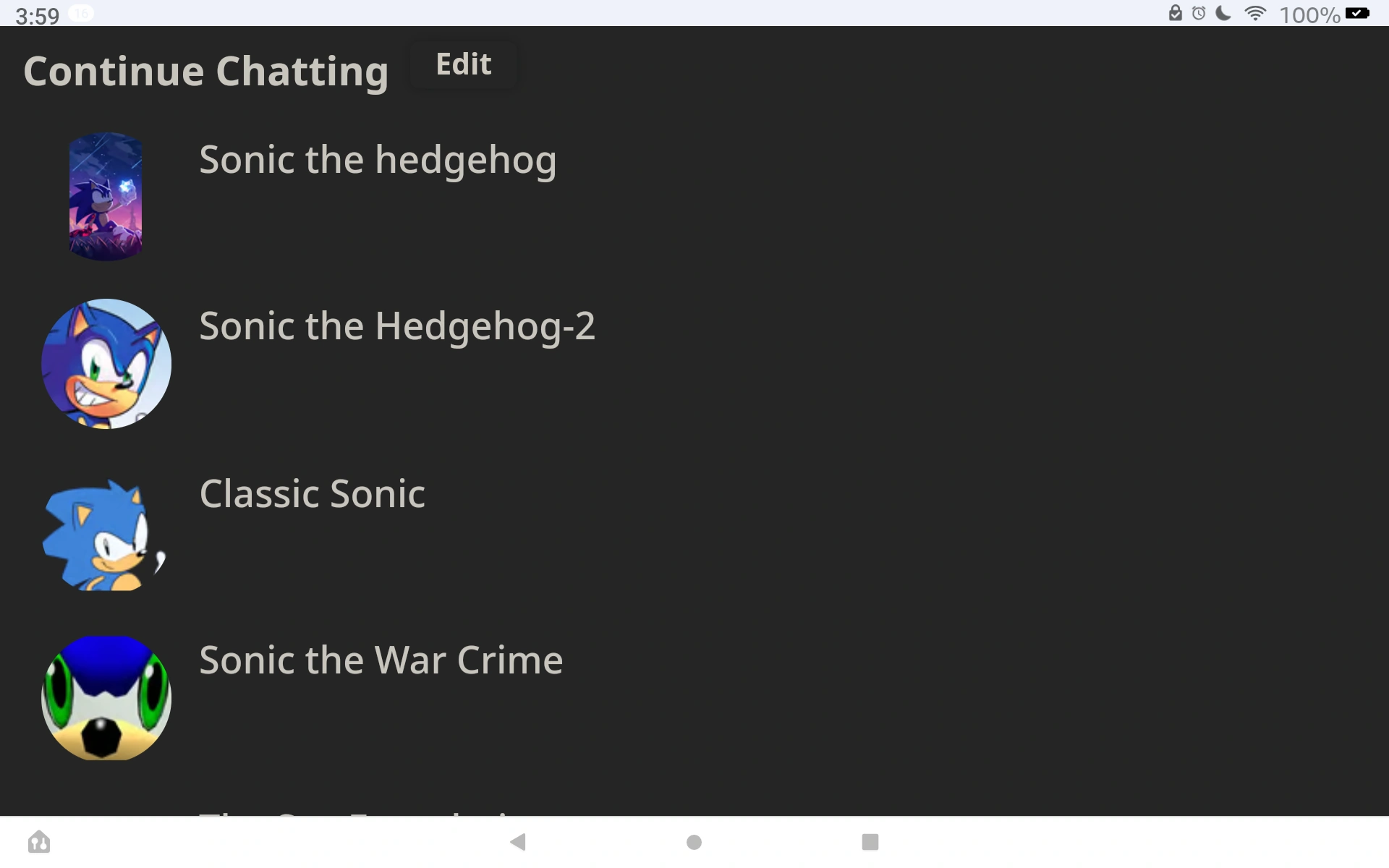 I will judge you based off your first 4 bots in your "Continue chatting" | Fandom