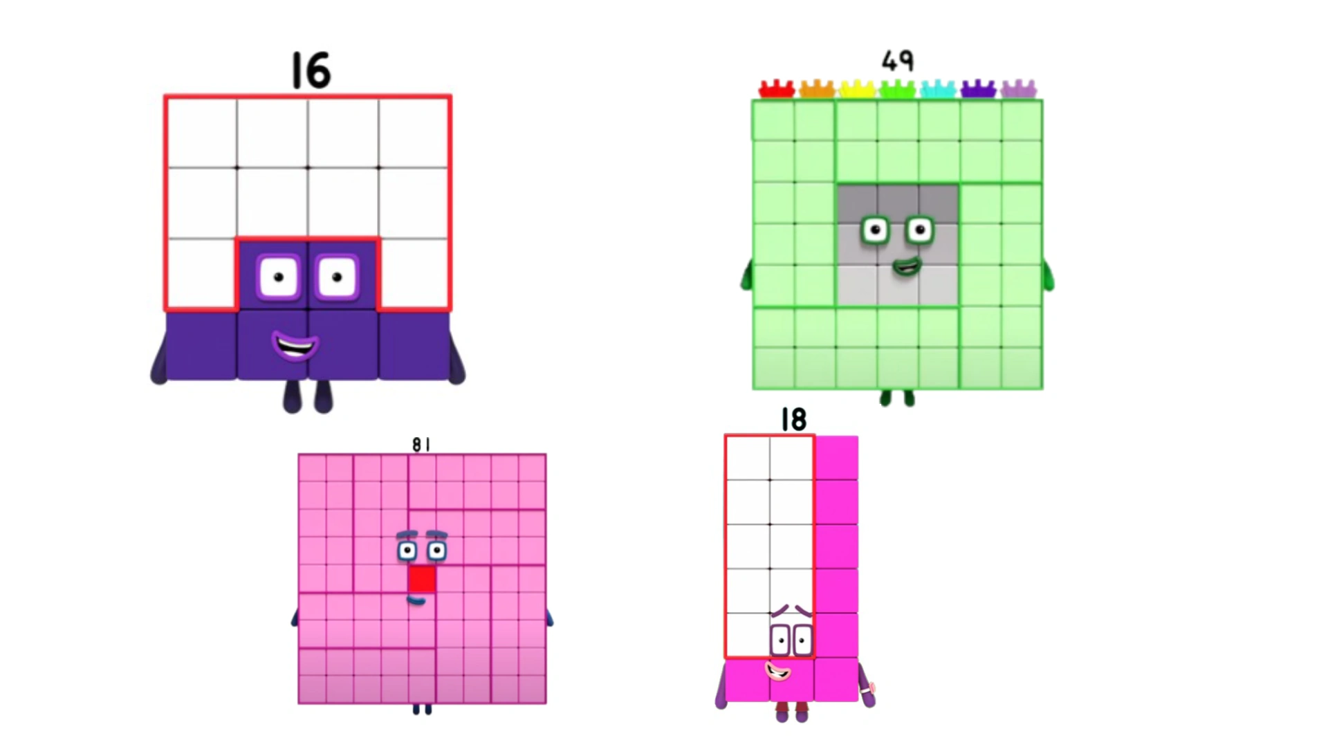 Which one of these Numberblocks doesn’t belong? Part 1 - Squares | Fandom