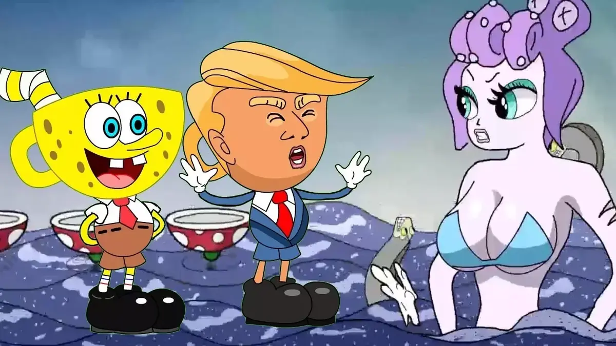 Spongebob in Cuphead meets Donald Trump and Cala Maria(ft. OneyPlays ...