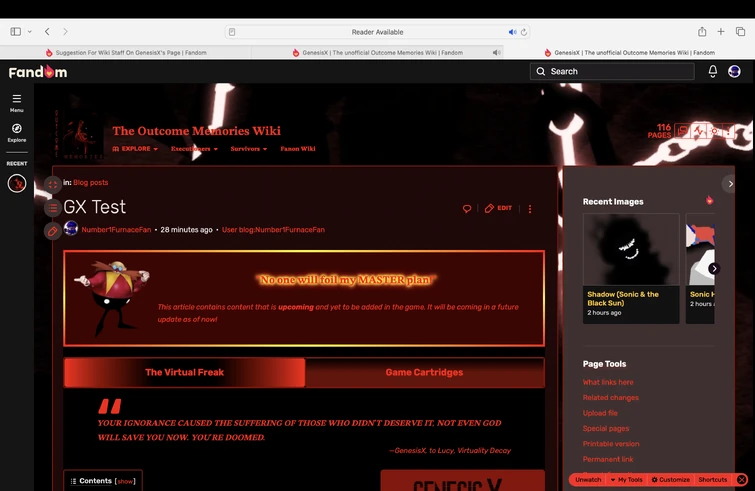 Suggestion For Wiki Staff On GenesisX's Page | Fandom