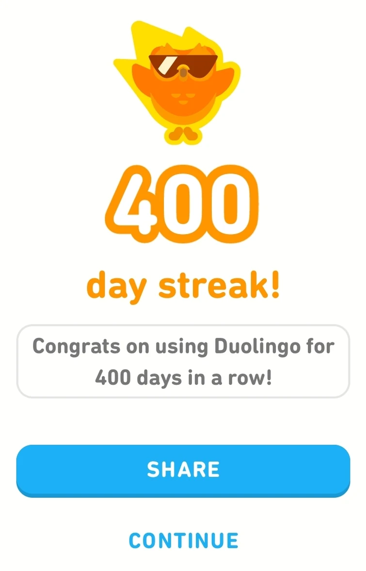 400 day streak and 3 day Super Duolingo preview | Fandom