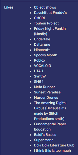 long ahh list (from my userpage) | Fandom