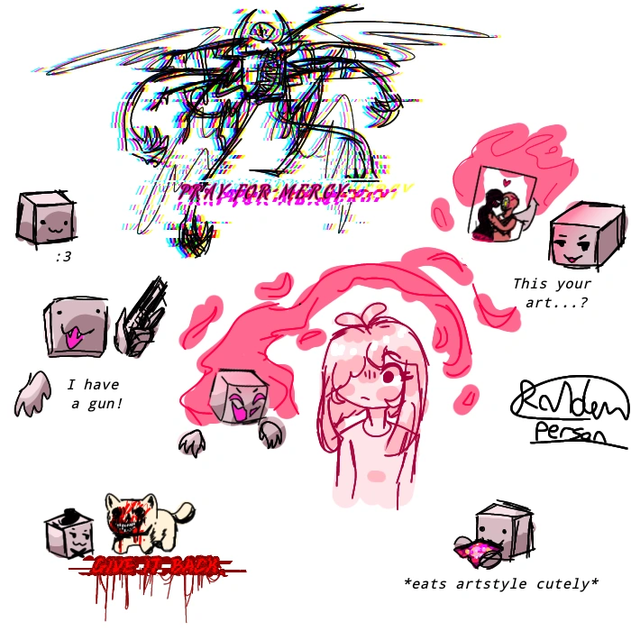 defeated art block by drawing art block | tw for blood, bright colors ...