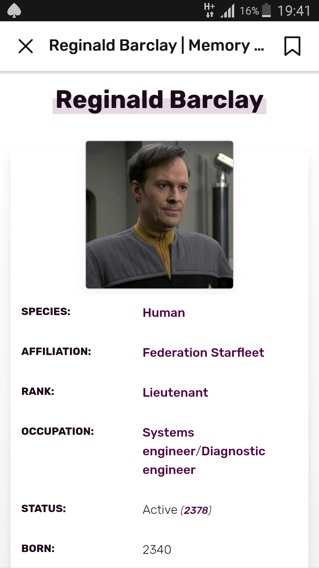 Lieutenant Broccoli....sorry Barclay | Fandom