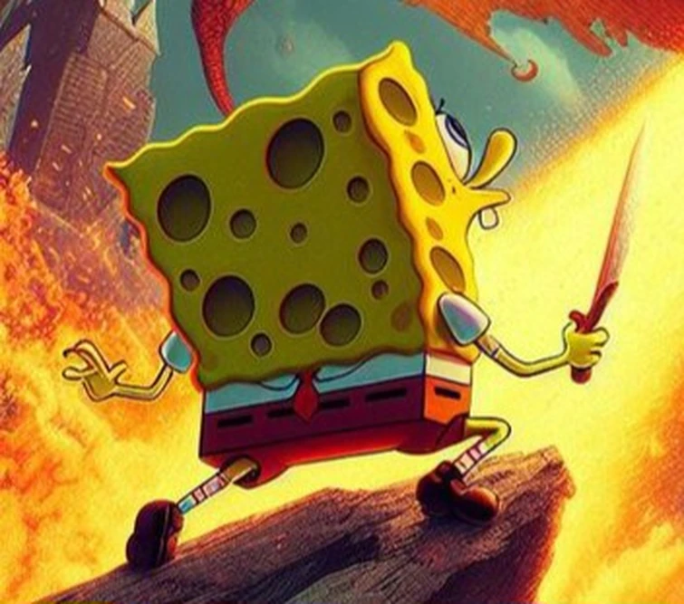 SpongeBob SquarePants and the Fire Breathing Dragon AI Art | Fandom