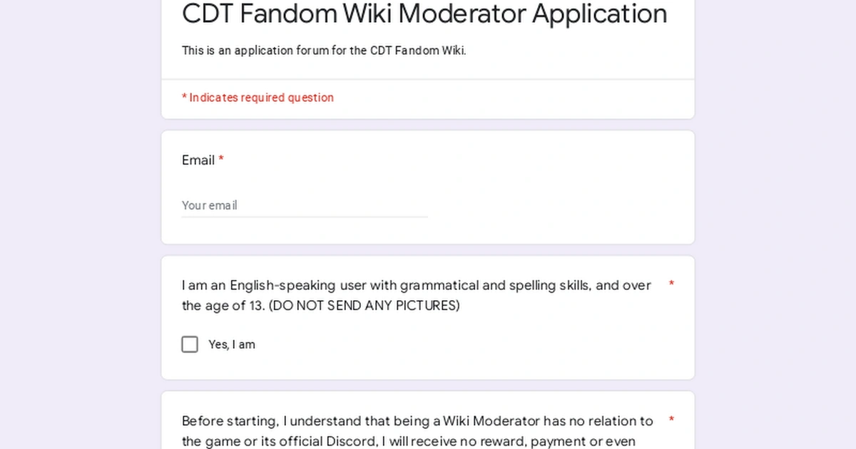 CDT Fandom Wikia Moderator Applications | Fandom