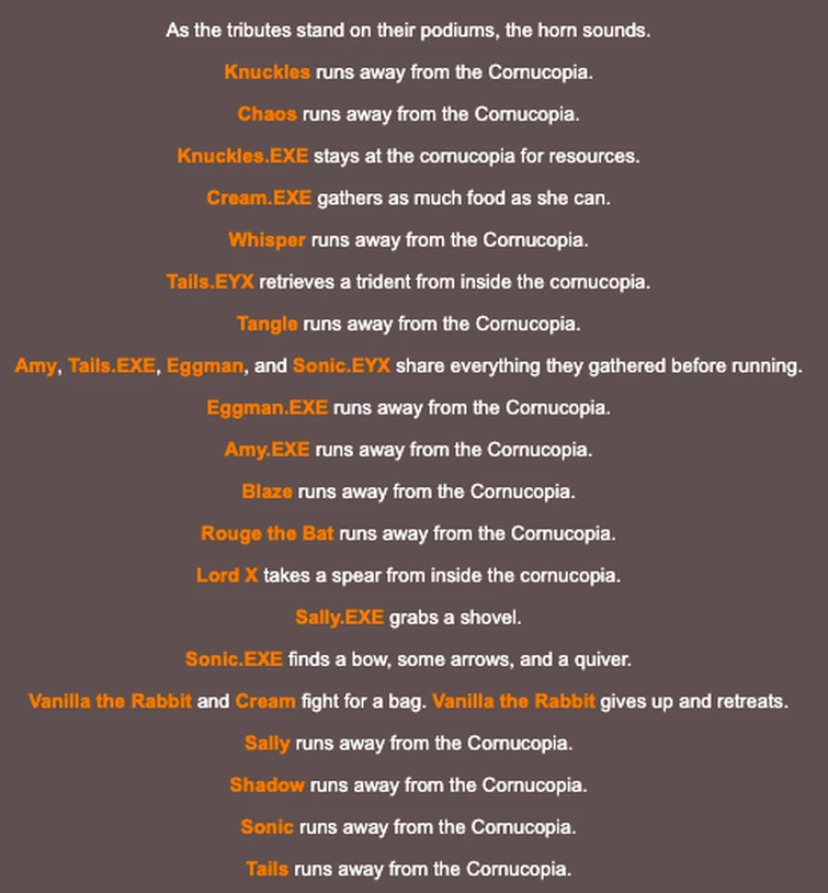 SONIC hunger games | Fandom