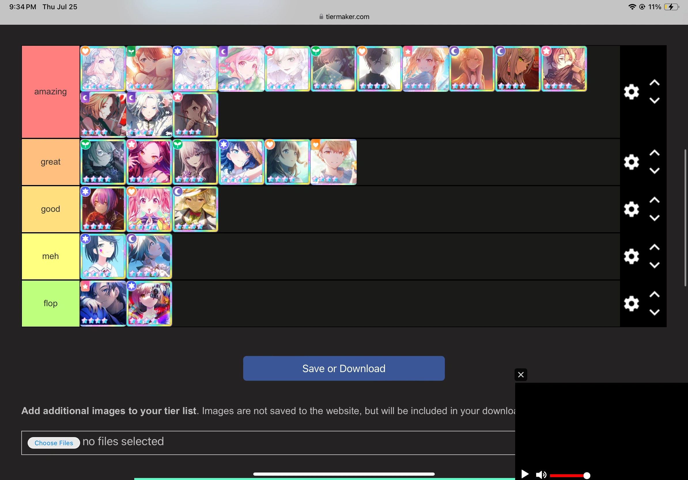 That colorfes card ranking thing but. Me I ranked them | Fandom