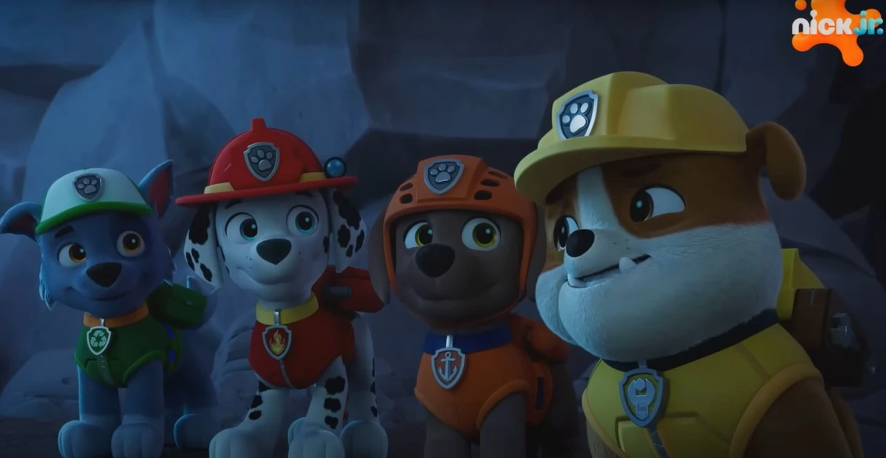Rocky, Marshall, and Zuma listening to the star of Rubble & Crew. | Fandom