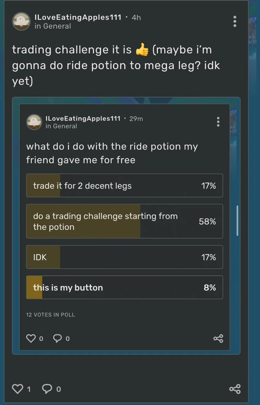 ride potion to mega pudding pup it is. idk if i should trade for the ...