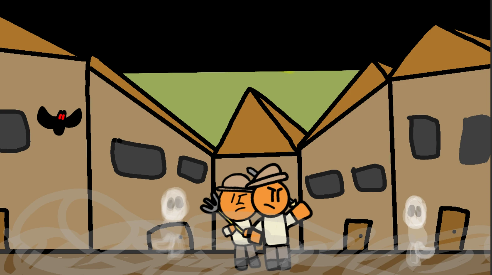 citizens 1 and 2 defending trick or threat town | Fandom