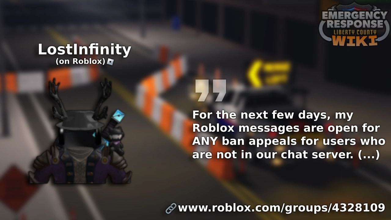 LostInfinity accepts ban appeals on Roblox | Fandom