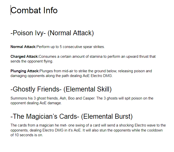 Is this good combat info for my oc? | Fandom