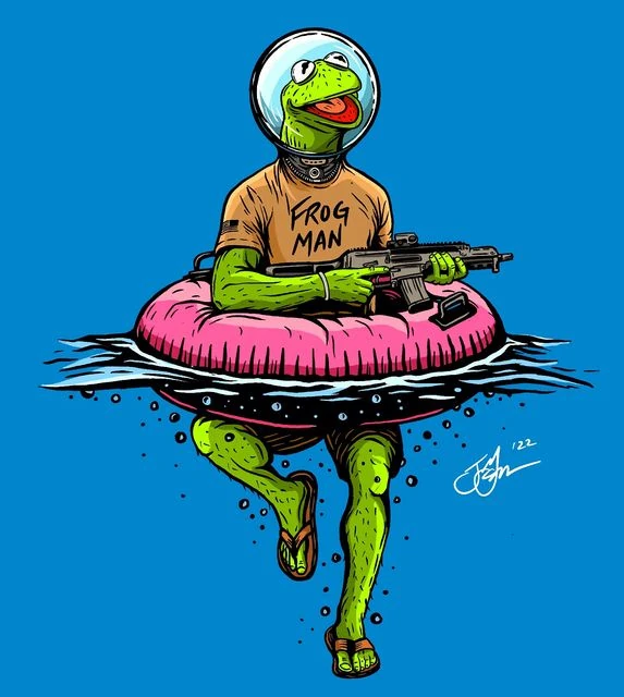 Kermit is serious, flexed up & packed with tools to help him survive in ...