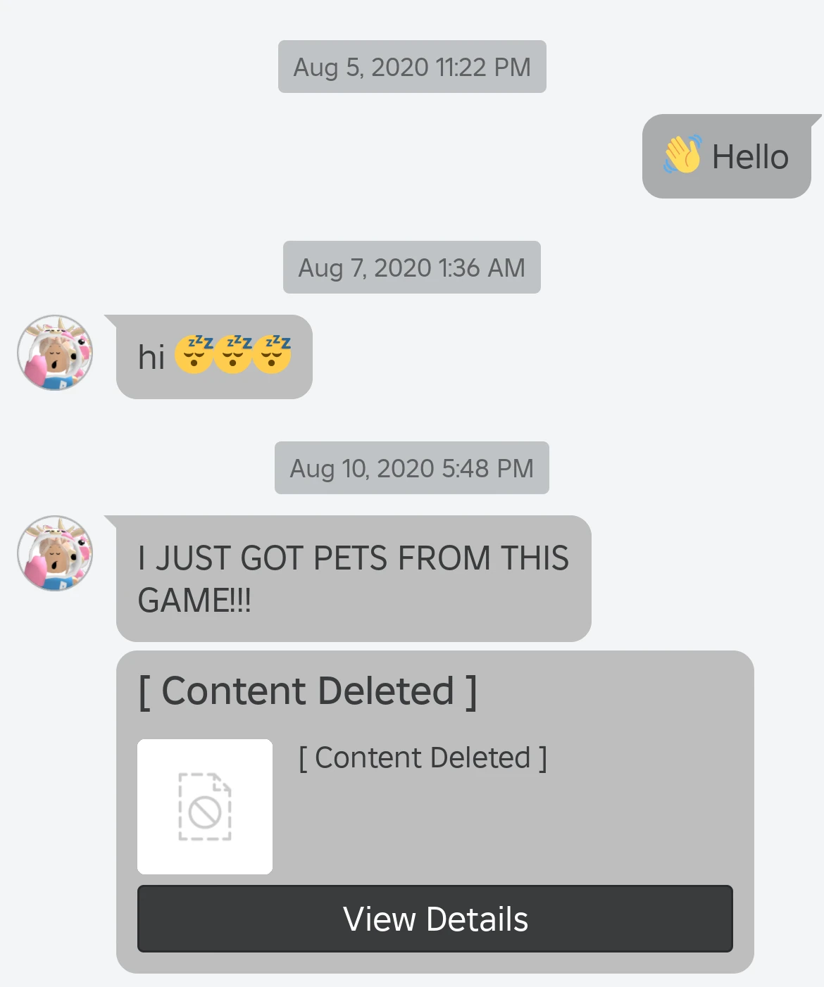 When you look at old roblox messages and realize your friend got hacked ...