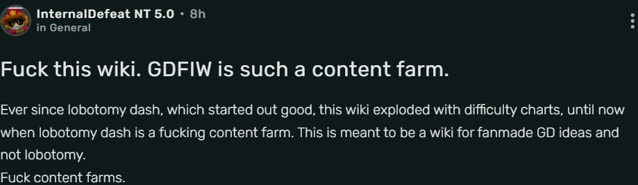 that guy has a point; maybe we should take a break from difficulty ...