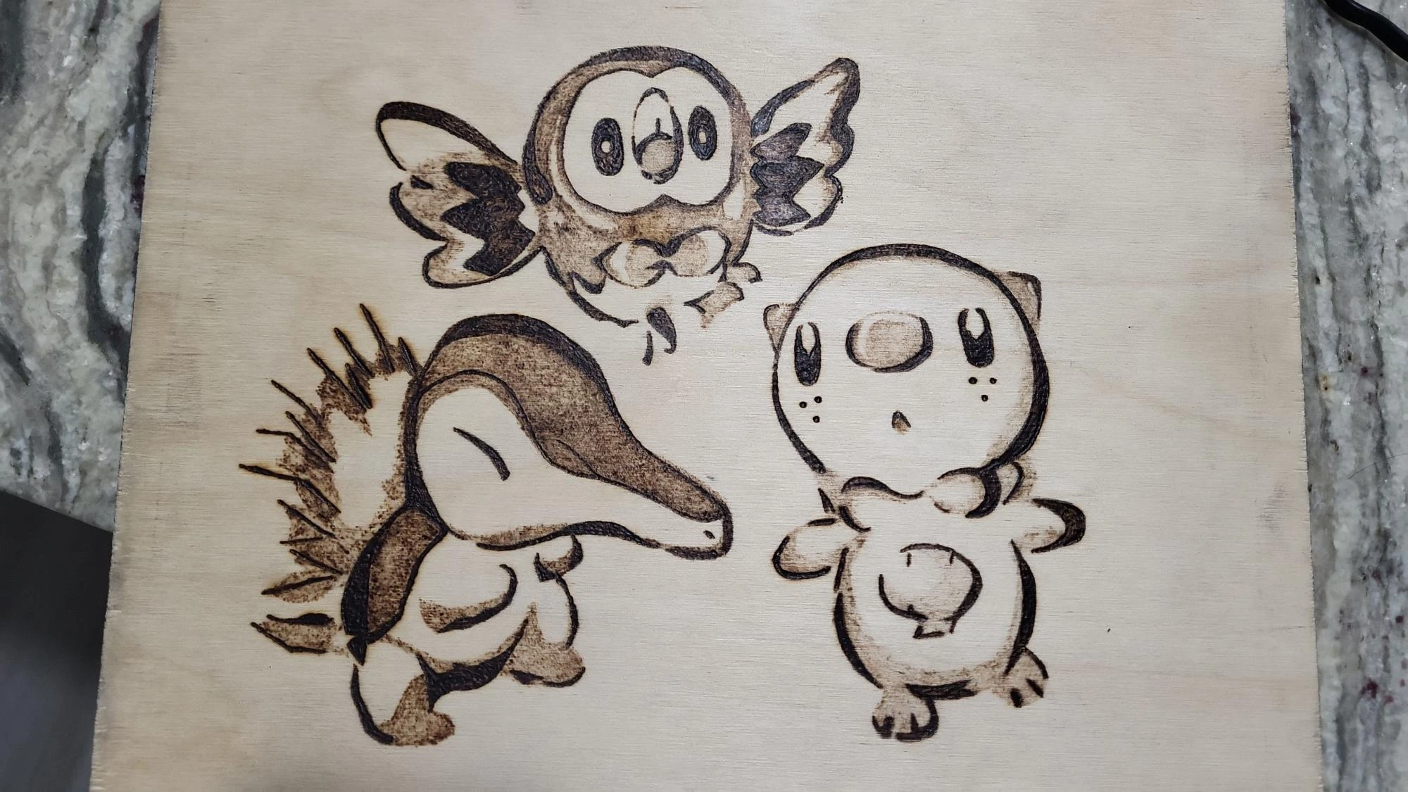 Pyrography I made of the starters for Pokemon legends Arceus | Fandom