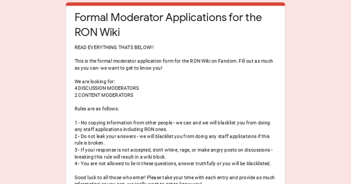 Moderator Applications | Fandom
