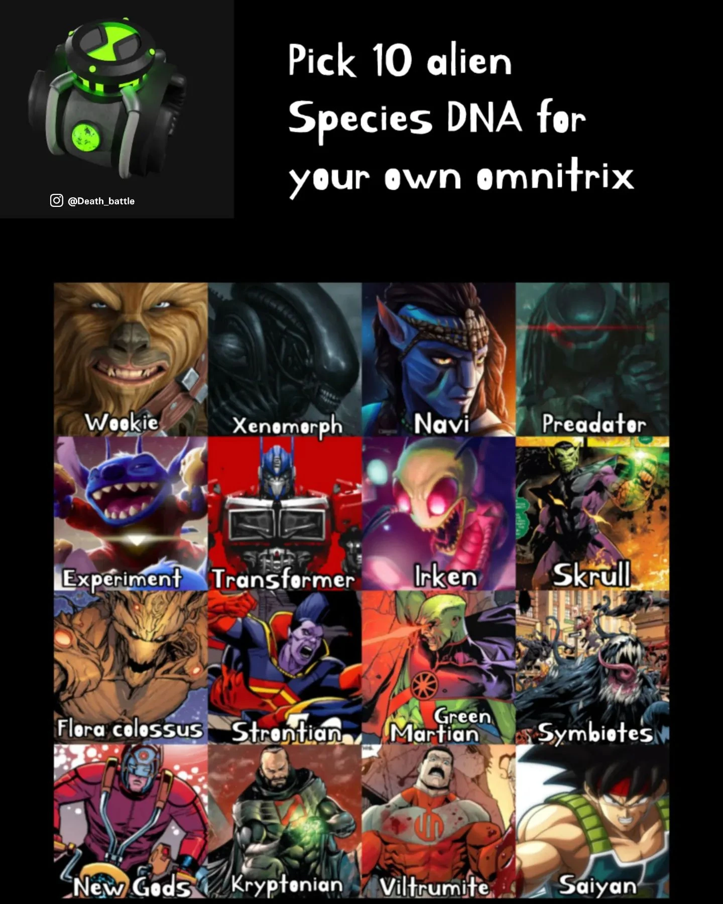 Pick 10 aliens from down below to gain access from their DNA for your ...