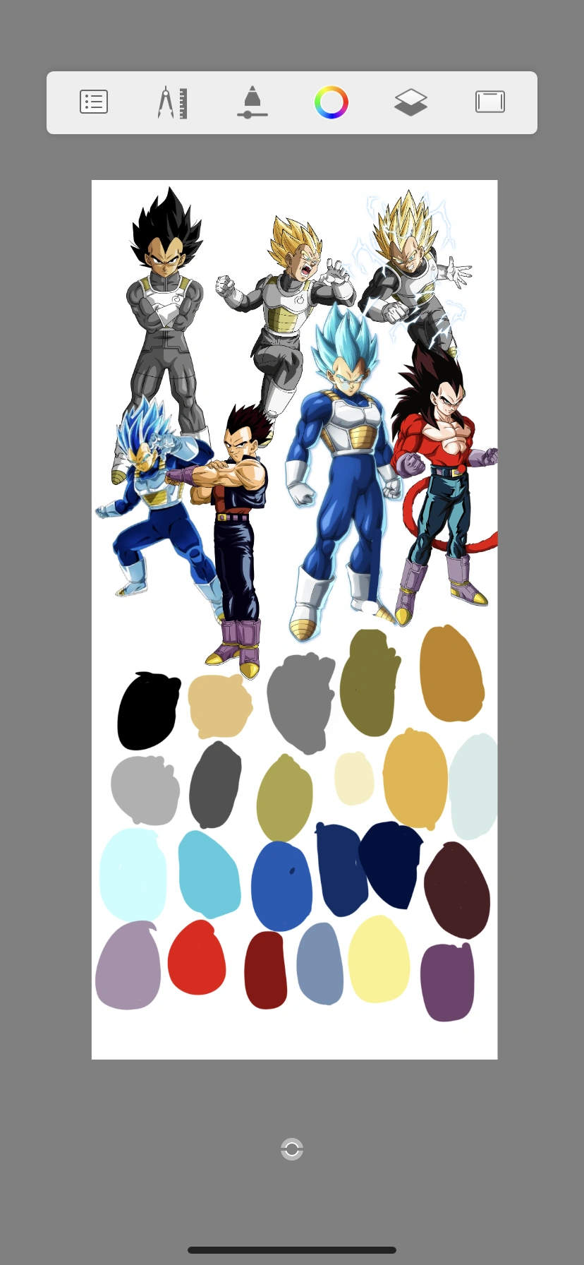I made a vegeta color pallet of all his forms | Fandom