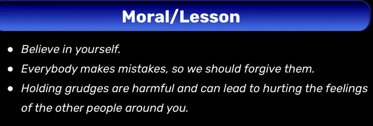 Moral/Lessons changed | Fandom