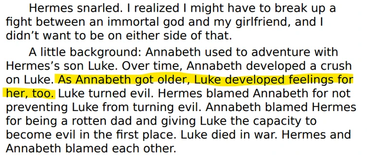 Luke having romantic feelings for Annabeth is NOT debatable | Fandom