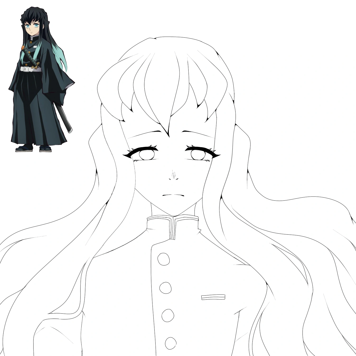 I made the line drawing for Muichiro | Fandom