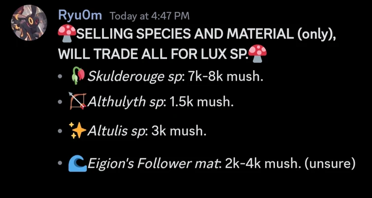 Selling only unless all of them for Luxsces sp. | Fandom