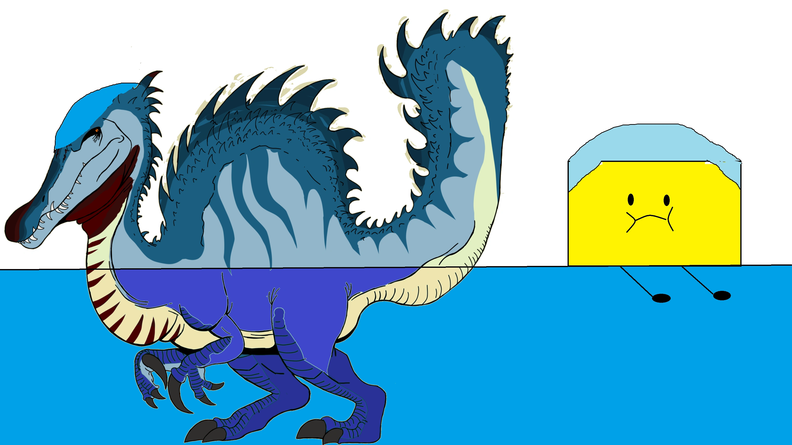 Spinosaurus vs Spongy in swimming competition | Fandom