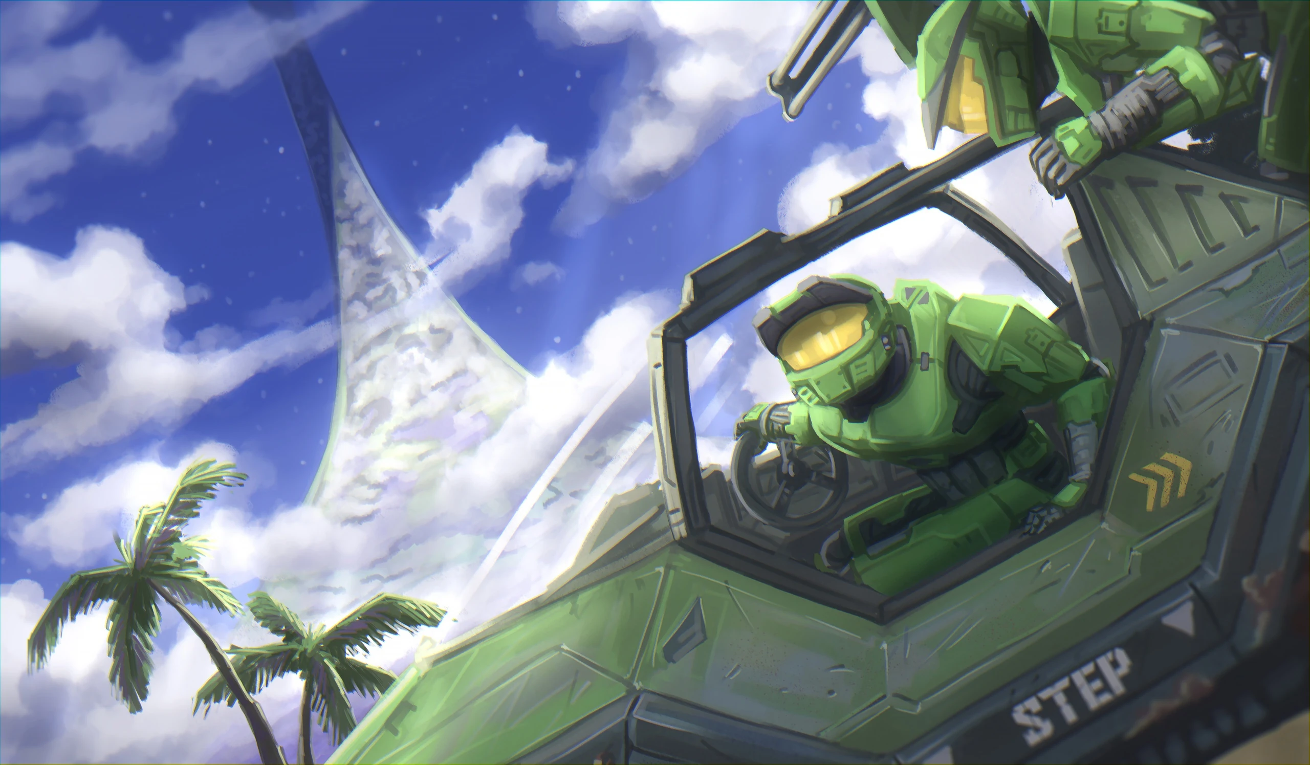 Art from the first Halo. Or rather, at the level of Silent Cartographer ...