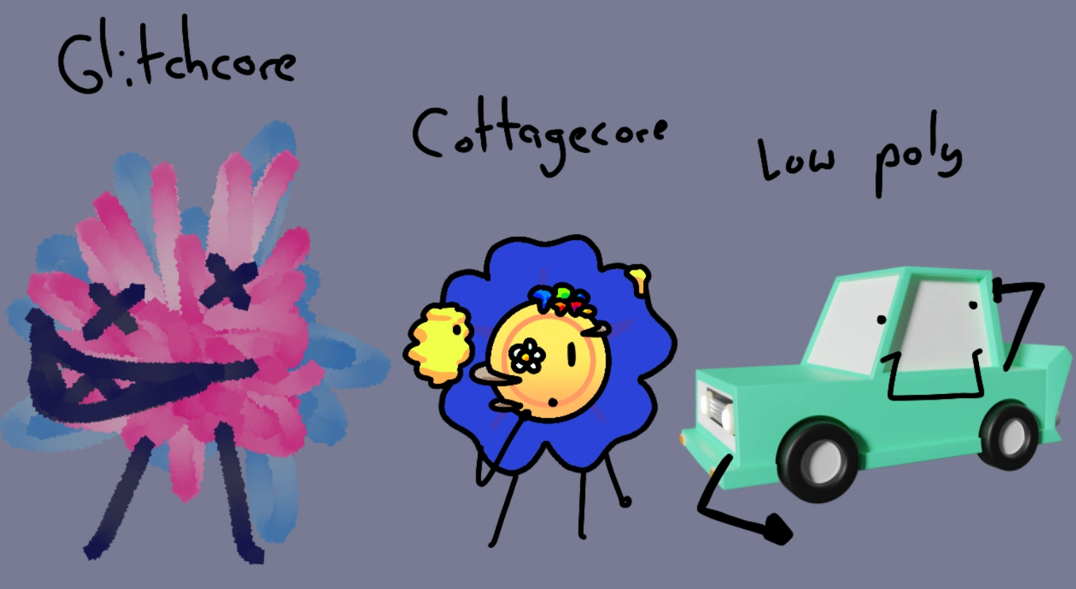Aesthetic ocs 6: Glitchcore, Cottagecore and Low-Poly | Fandom