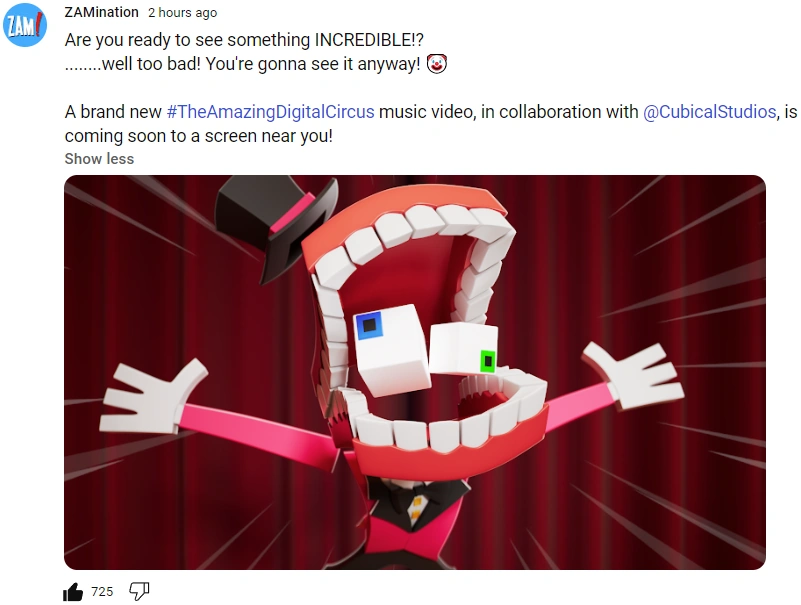 ZAMination is gonna make a music video of The Amazing Digital Circus ...