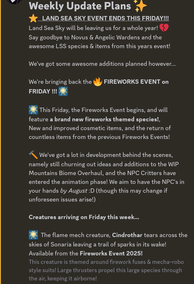 Weekly update plans | Fandom