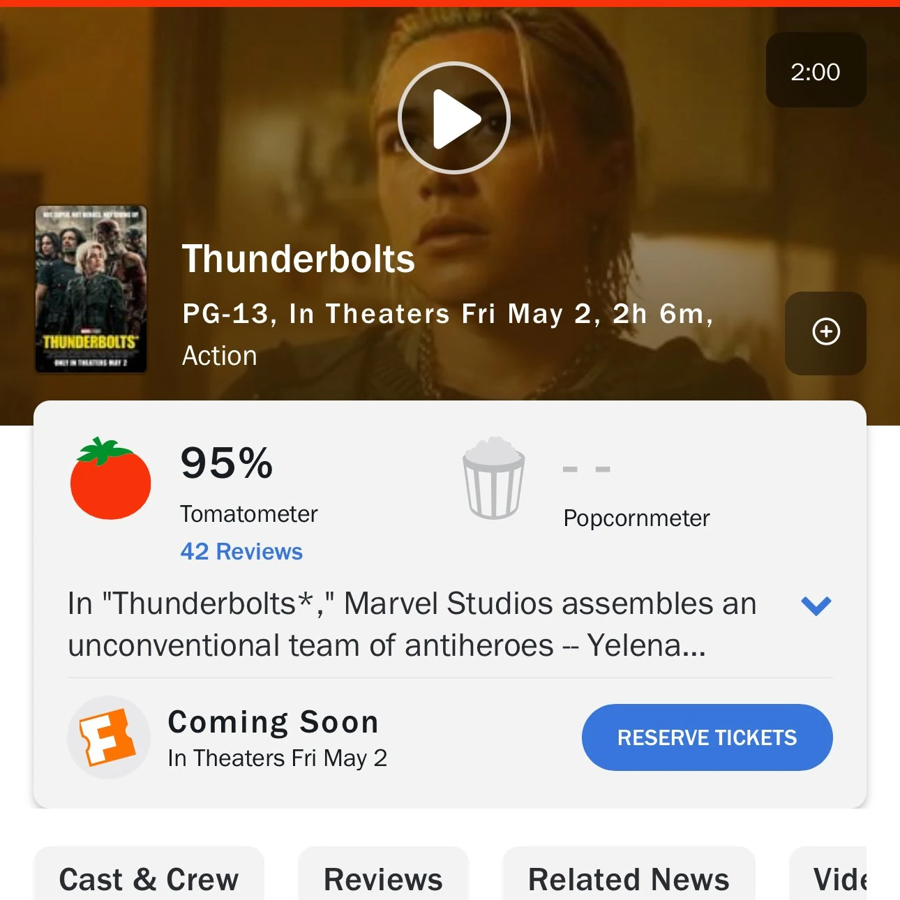 THUNDERBOLTS*’ debuts with a 95% score on Rotten Tomatoes | Fandom