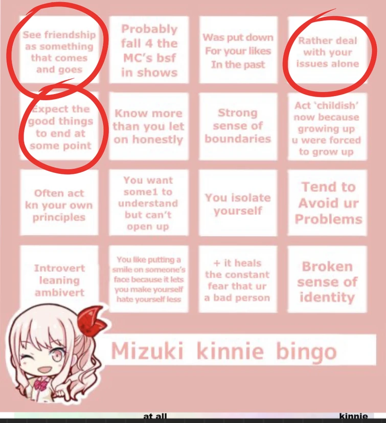 I did a kinnie bingo of every character | Fandom